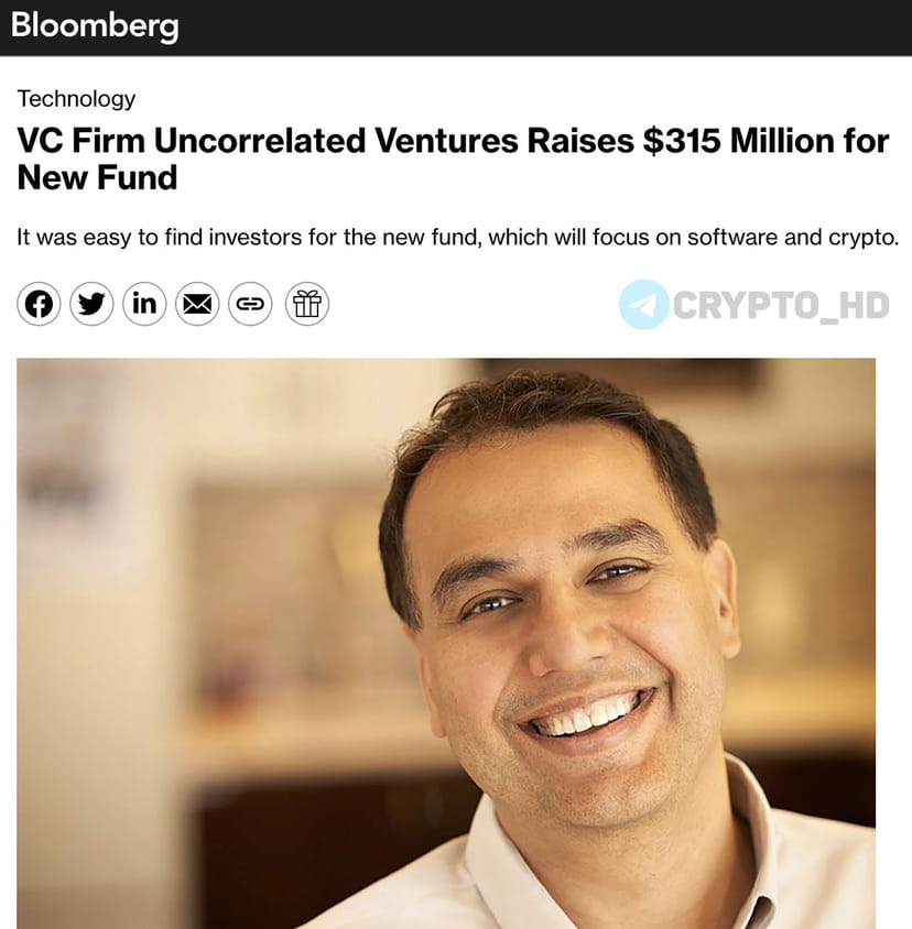 💵 Bloomberg: Venture fund Uncorrelated Ventures has | QYZMET on Binance ...