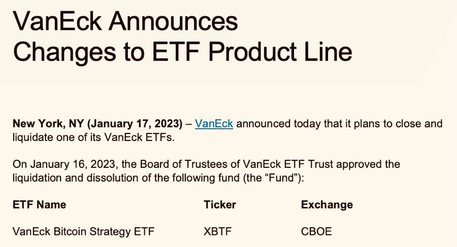 Últimas notícias: #VanEck para remover #Bitcoin Strategy ET ...