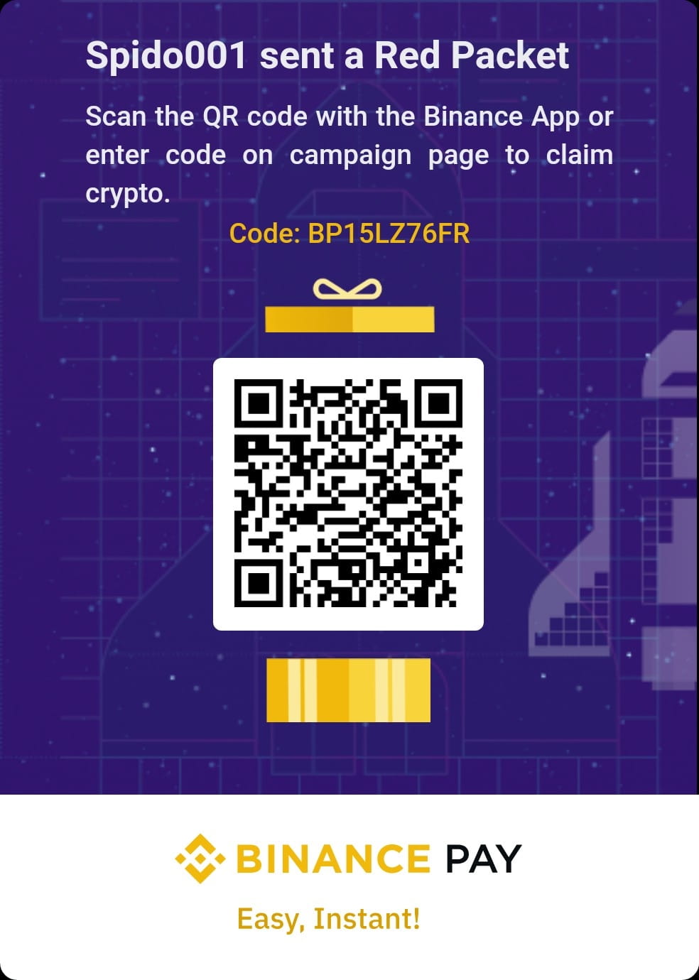 🔶BP15LZ76FR🔶 claim your free binance gift now scan the q | SPIDOO on ...