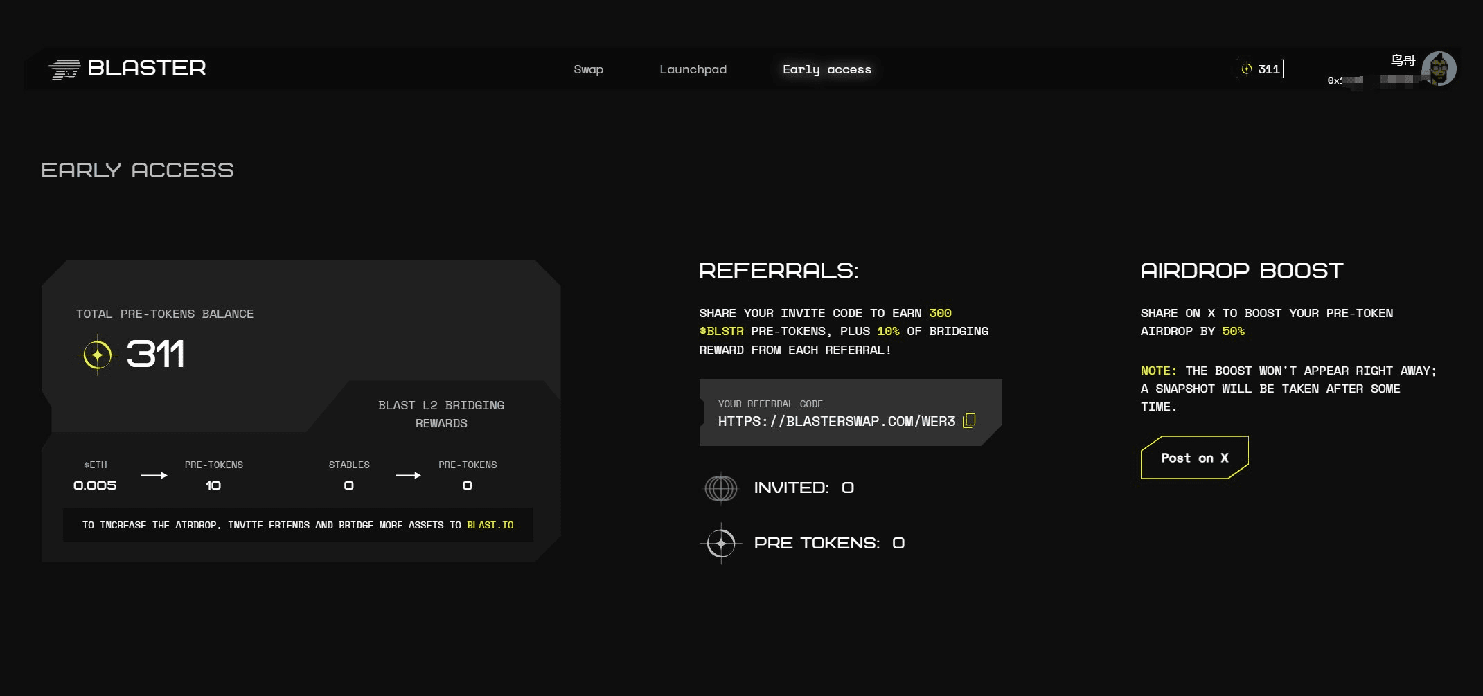Blast Ecosystem's early project blasterswap, collect points, | 鸟哥 on ...