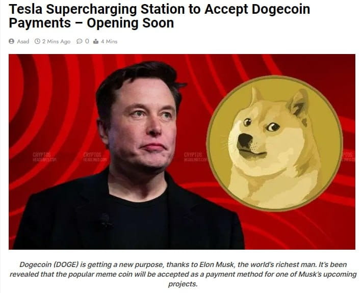 Tesla Supercharging Station to Accept Dogecoin Payments – Op | Cht ...