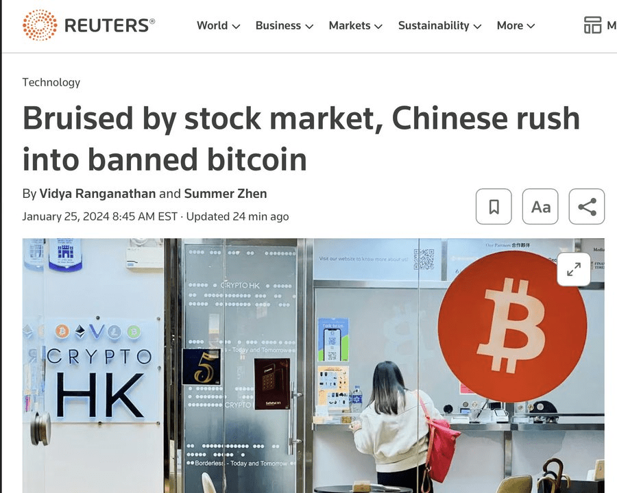 JUST IN: Reuters covers the rise of "banned" Bitcoin in C | BitEagle News on Binance Square