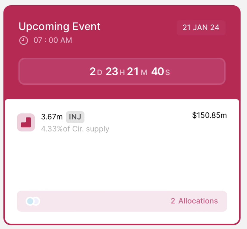 At 7:00 on January 21, the code $INJ will unlock 3.67 | krenbit com on ...