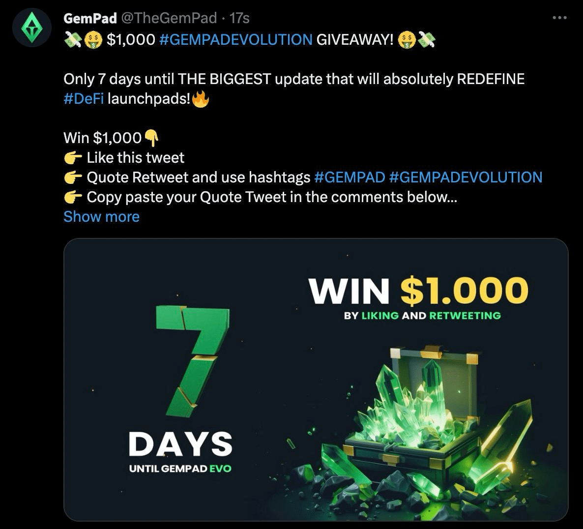 💵 $1,000 GIVEAWAY 💵 We are celebrating the last week befo | GemPad on Binance Square