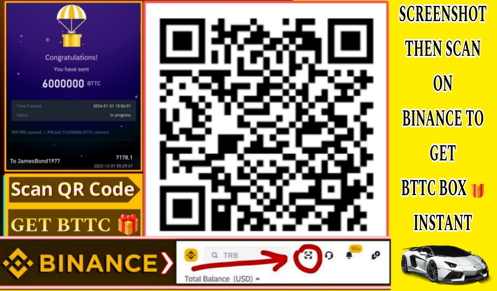 GET FREE BTTC INSTANT 🎁 ️🔥💐🎄 1. SAVE QR & SCAN ON BINANC | MR RAEES ...