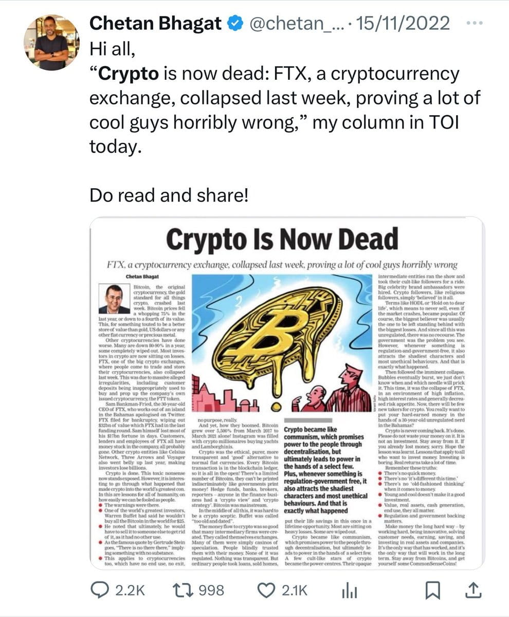 The media has declared Bitcoin dead about 465 times so far ...