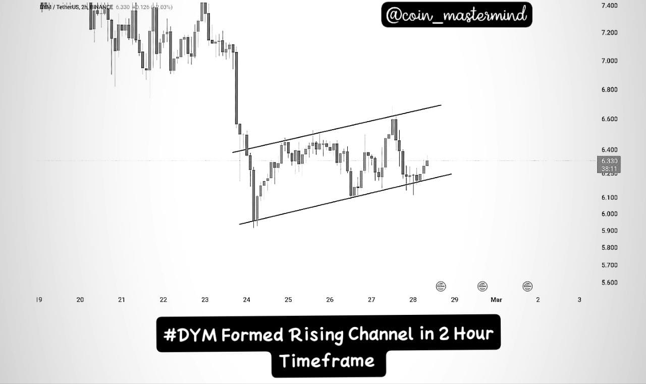 $DYM has formed a rising channel in the 2-hour timeframe. M | Coin ...