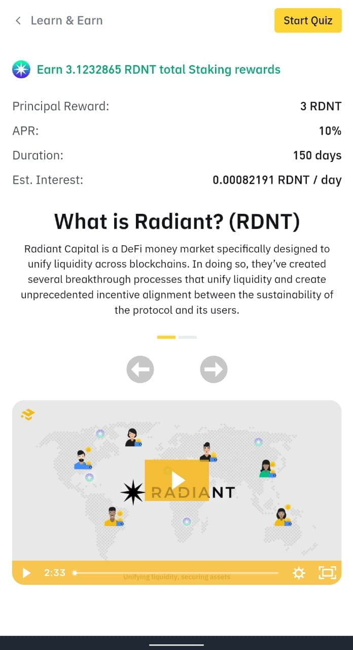 GET THE RDNT TOKEN FOR FREE BY TAKEN A SIMPLE QUIZ! | ElenaX on Binance Square