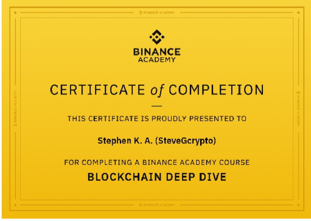 Guys, today I want to share with you my certificate of compl | SteveGoshenCrypto on Binance Square
