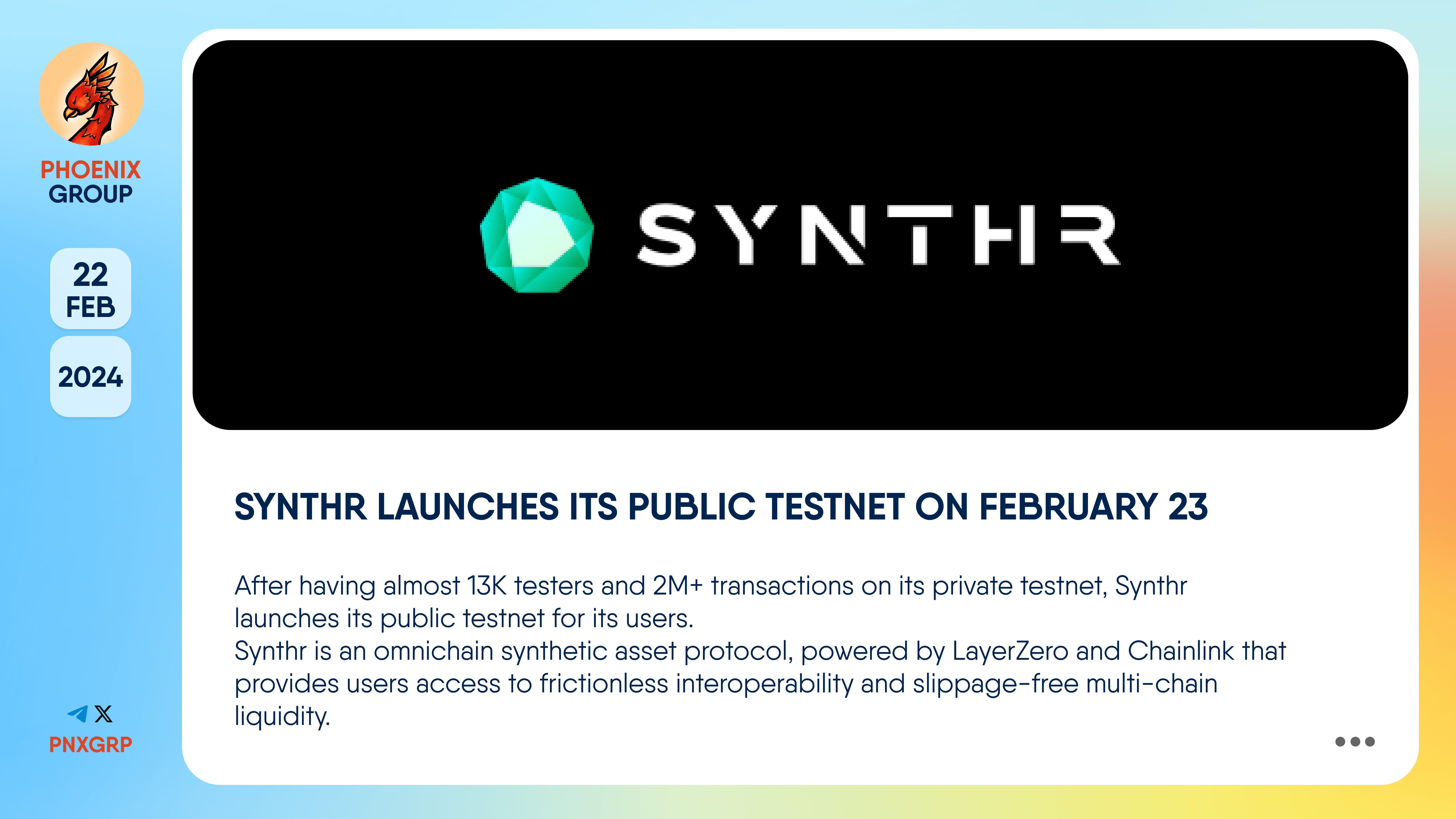 🔥 #Synthr Launches its Public Testnet on February 23 After | Phoenix ...