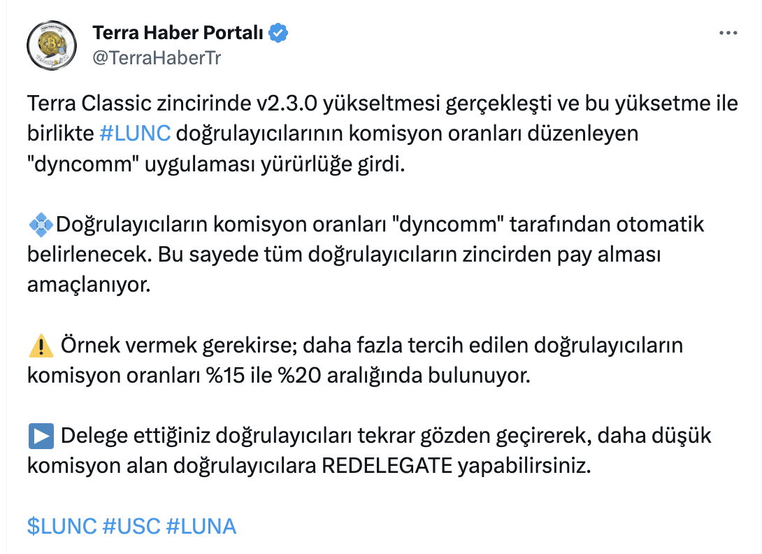 We have been very critical of some of the Terra Classic vali ...