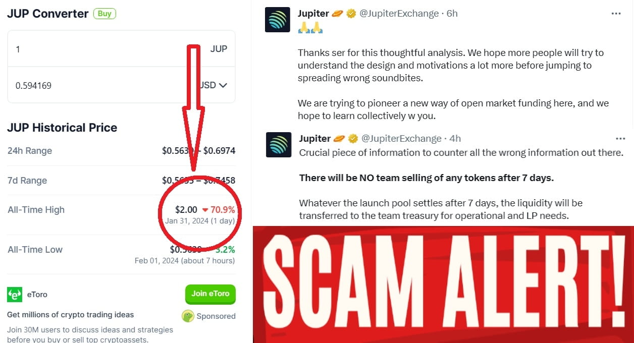 #JUP SCAM EXPLICADO! #Scam #Scams #scamalert #Jupiter(JUP) | NoName1990 ...