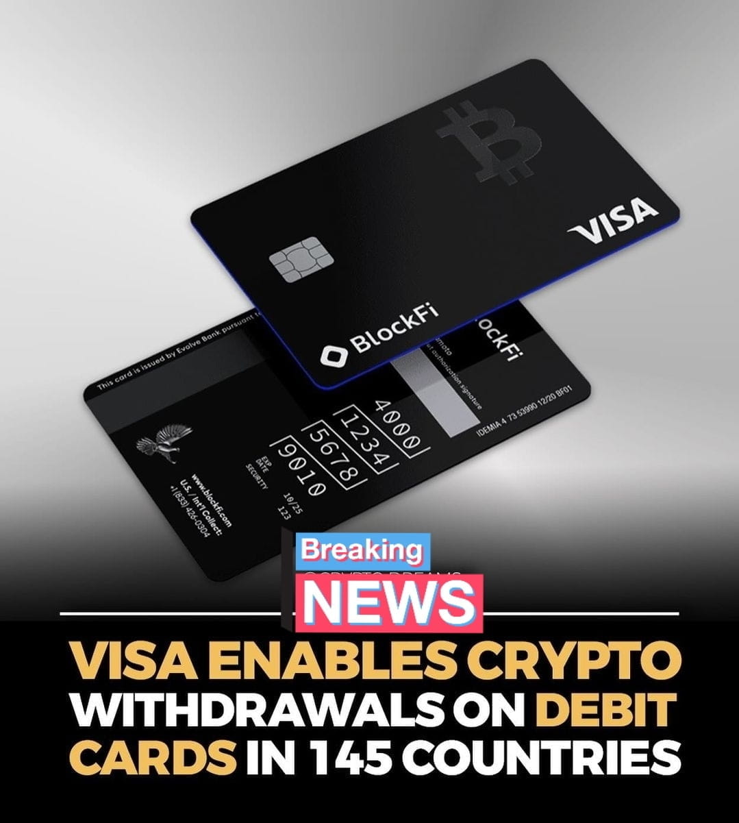 Visa Enables Crypto Withdrawals on Debit Cards 💳 Visa has | Mastering ...