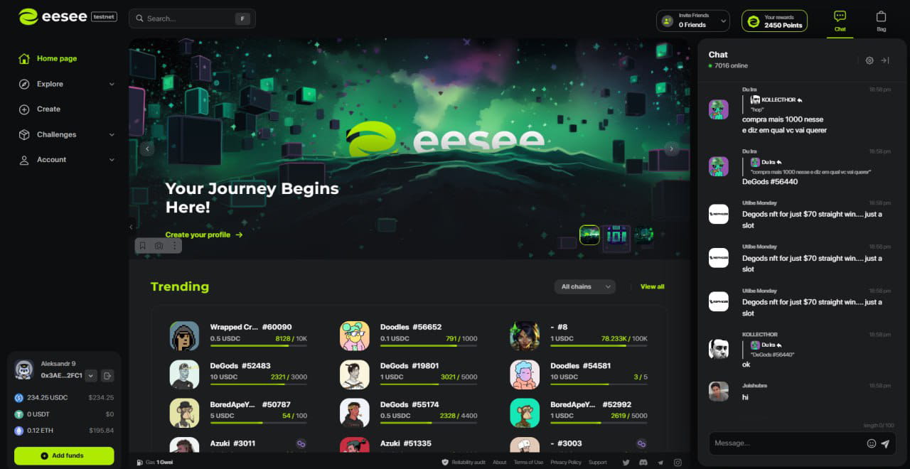 🔥 We are going through the testnet from the Eesee project.. | Airdrop ...