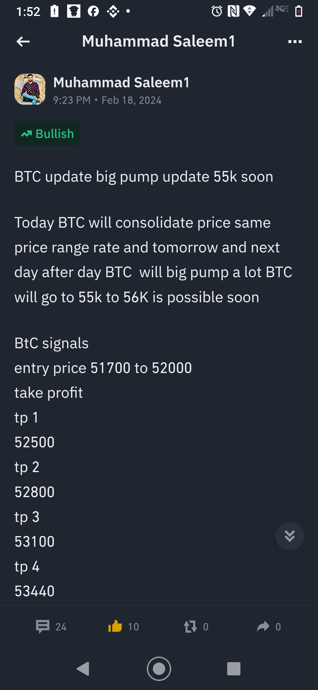 BTC All target hit king of Bitcoin Allahamduallah $BTC 55k | Muhammad ...