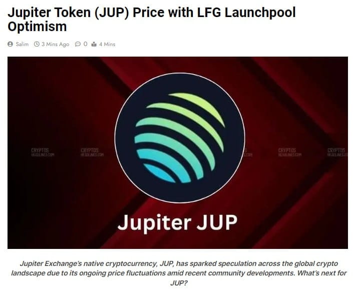 Jupiter Token (JUP) Price with LFG Launchpool Optimism. Cry | Cryptos ...
