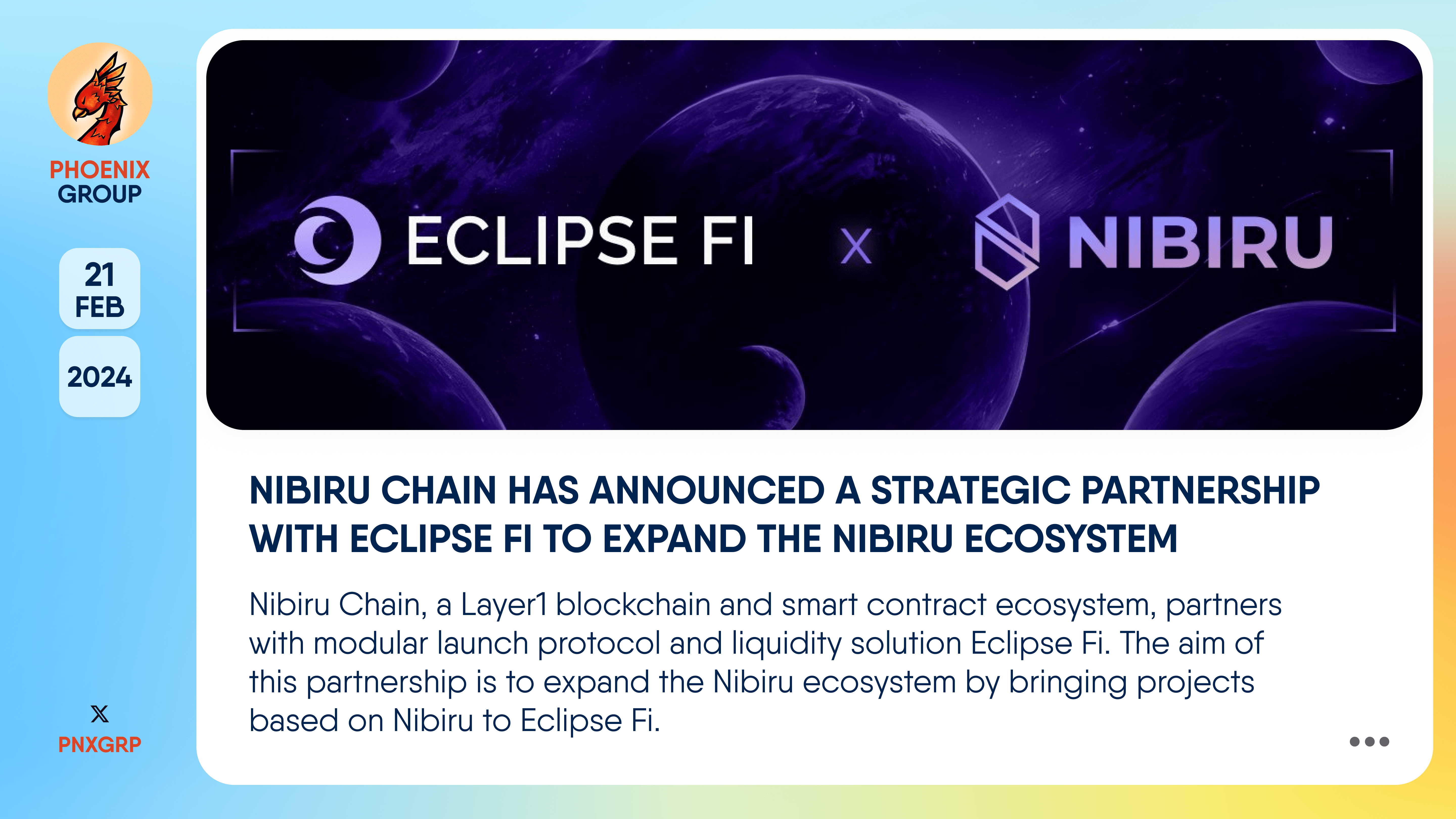 Nibiru Chain has announced a strategic partnership with Ecli | Phoenix Group on Binance Square