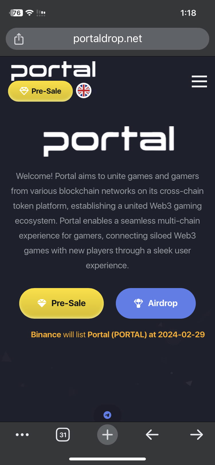 Portal currency Get airdrop Copy the link to your wallet and | Felipa ...