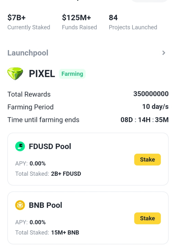 Binance launch pool new project of pixel . Stalk your | User_7bd on ...