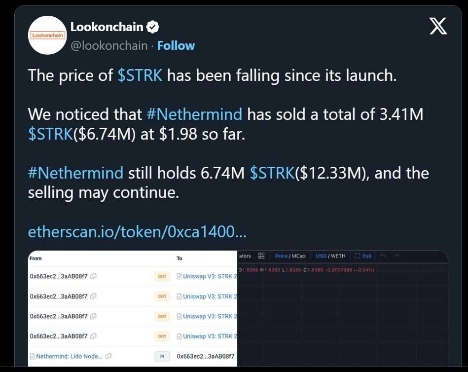 Massive STRK Token Dump! 💥How Nethermind and Airdrop Hunte | 0xChairman ...