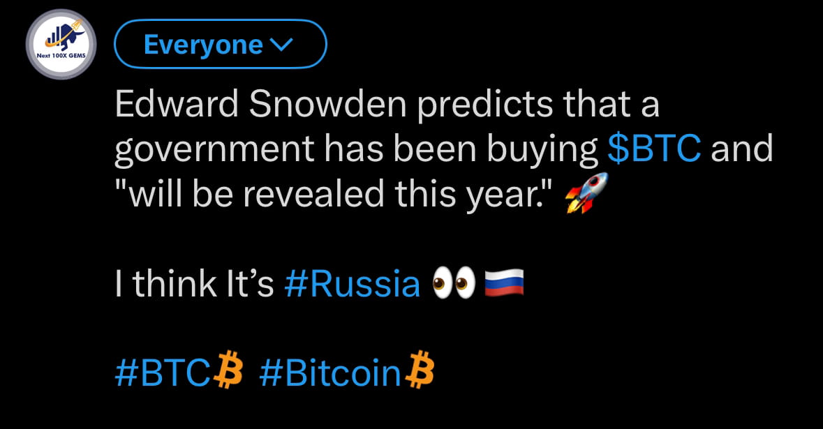 Edward Snowden predicts that a government has been buying $B | Next 100X GEMS on Binance Square