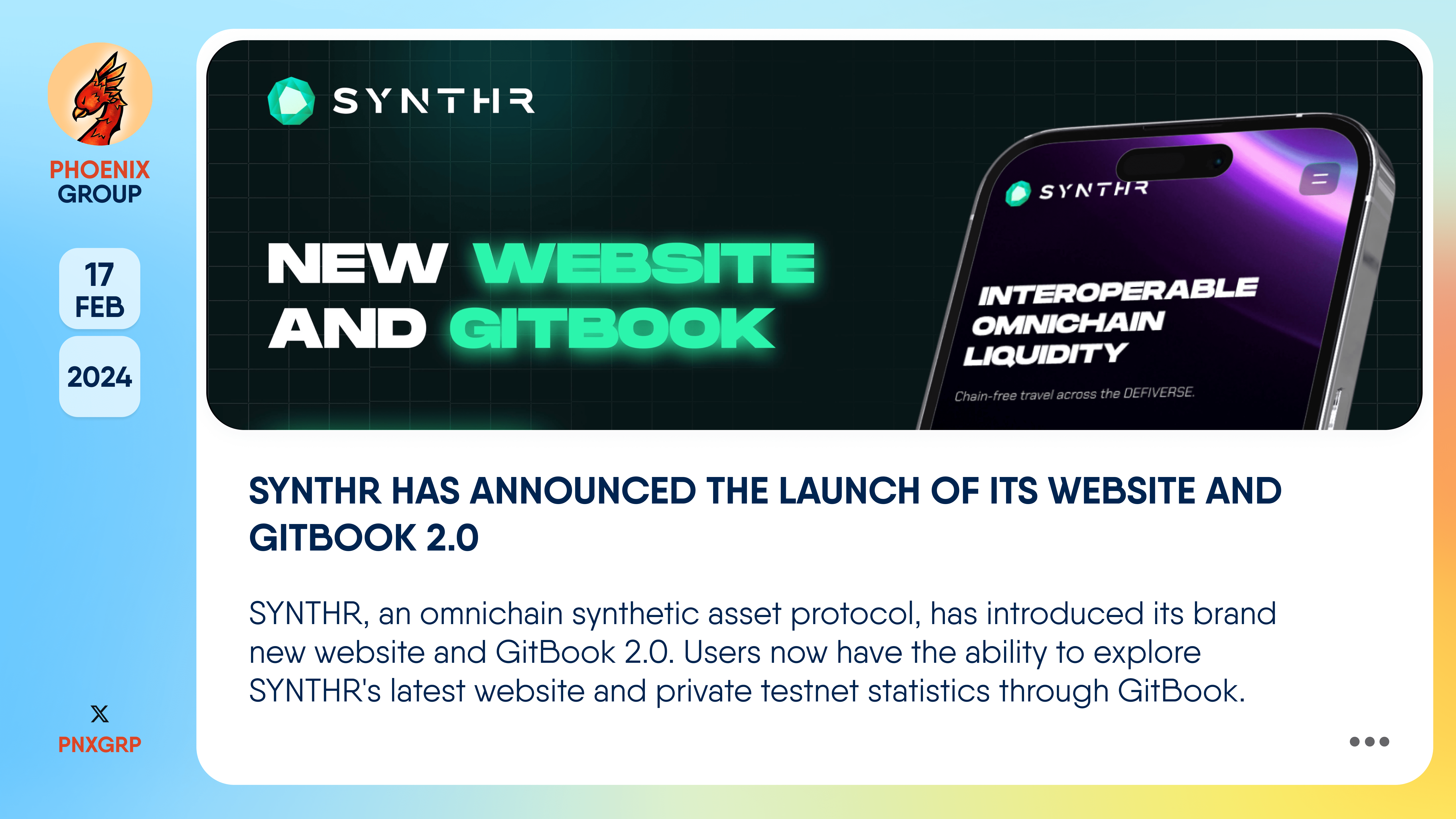 SYNTHR has announced the launch of its website and GitBook 2 | Phoenix Group on Binance Square