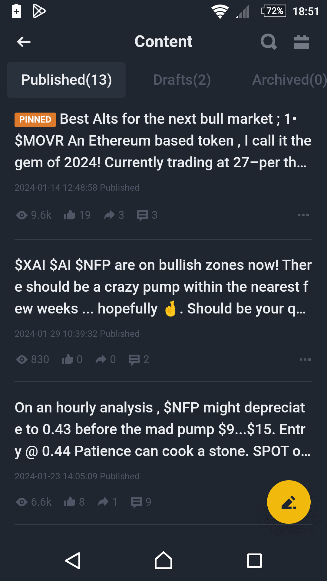 As forecasted 2 weeks ago ; $XAI $AI $NFP BONK are pumping c | BabyAngel33 on Binance Square