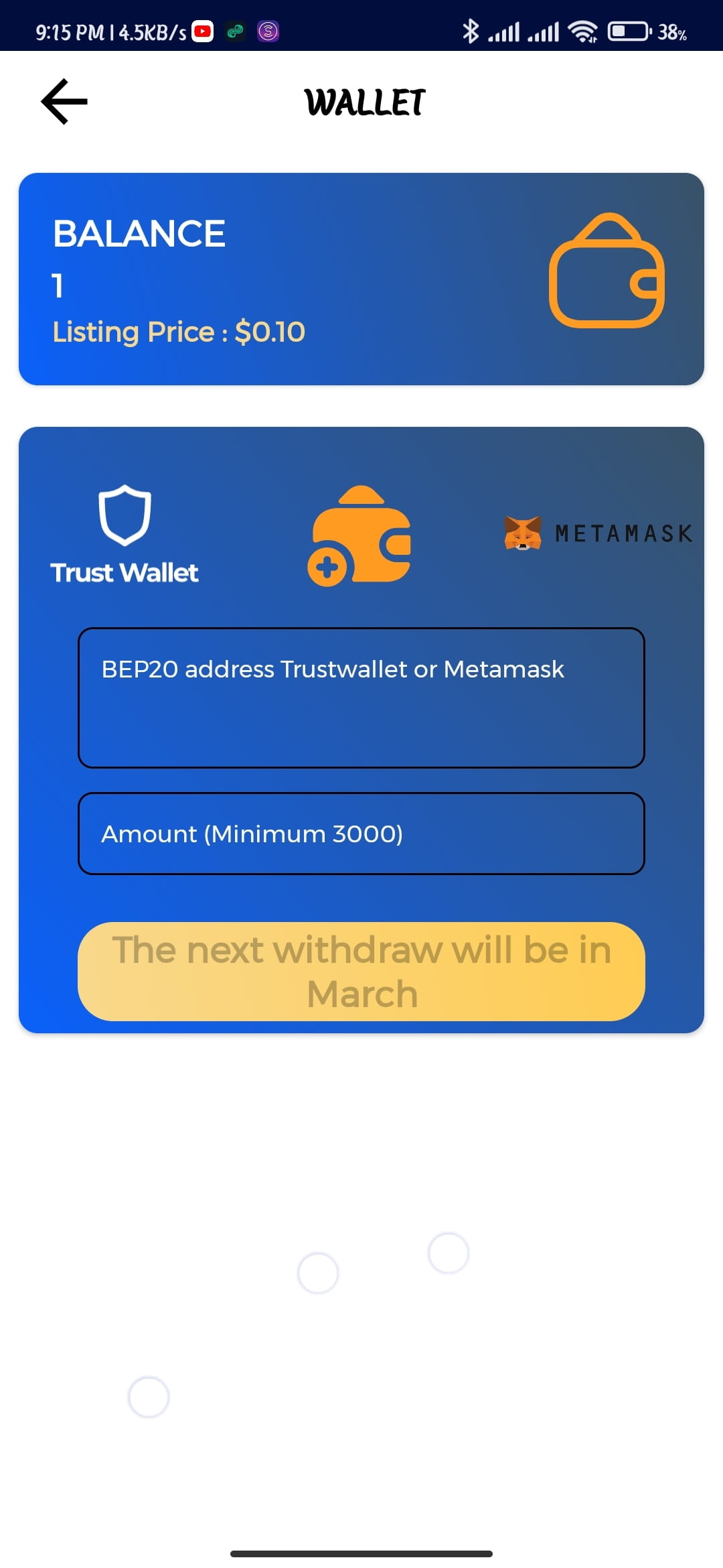withdrawal will be in march 2024 Listing Price 0.10$ Install | Free ...