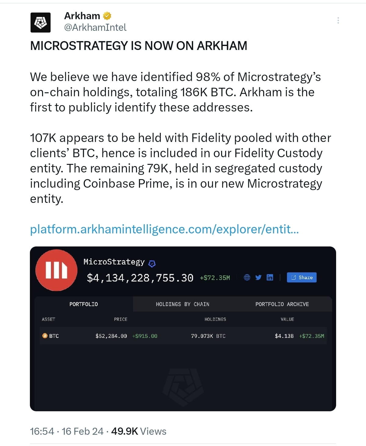 MICROSTRATEGY IS NOW ON ARKHAM We believe we have identifie | Crypto Man MAB on Binance Square