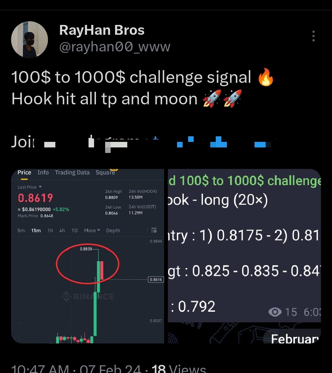 100$ to 1000$ challenge signal 🔥 Hook hit all tp and moon | RayHan bros ...