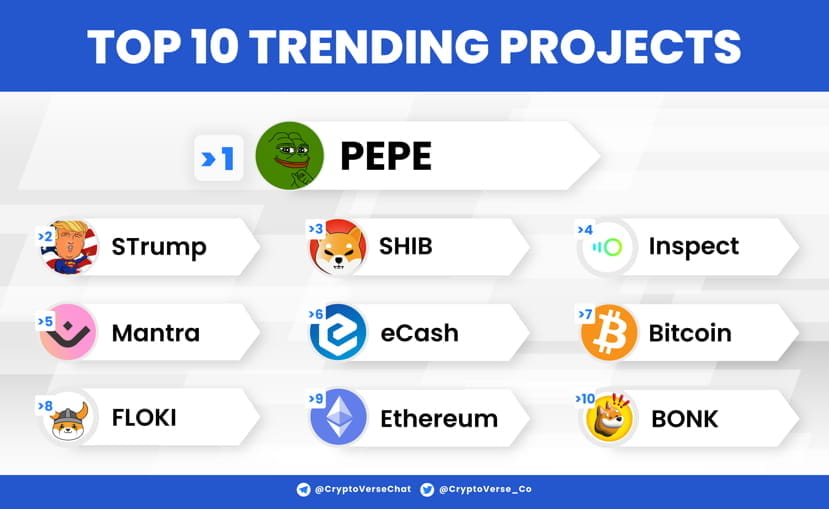 🔥 Top 10 Trending Projects of the Day 1. $PEPE 2. $STRUMP | Crypto BLM ...