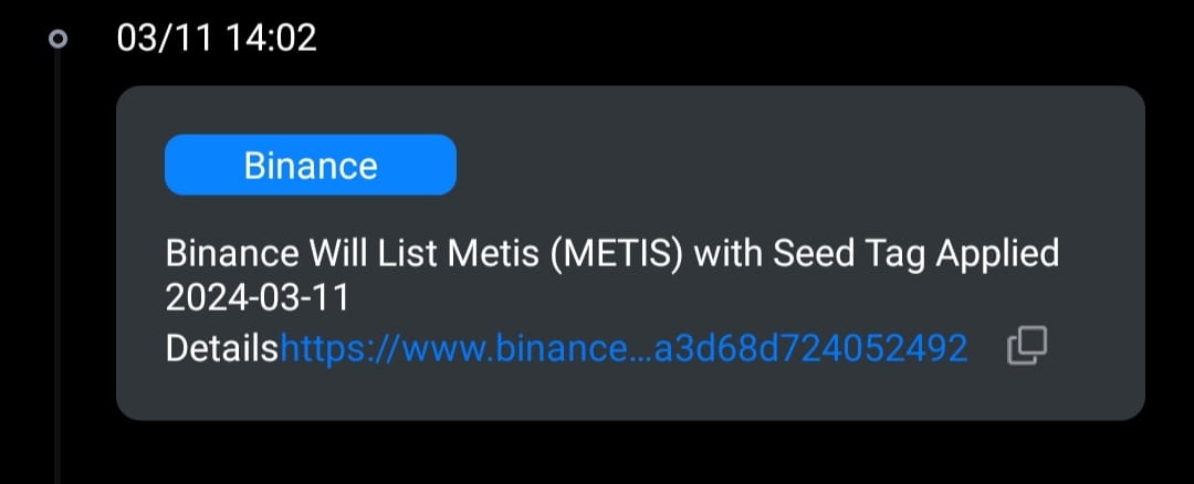 Binance Will List Metis (METIS) with Seed Tag Applied 2024-0 | RAFUN on ...