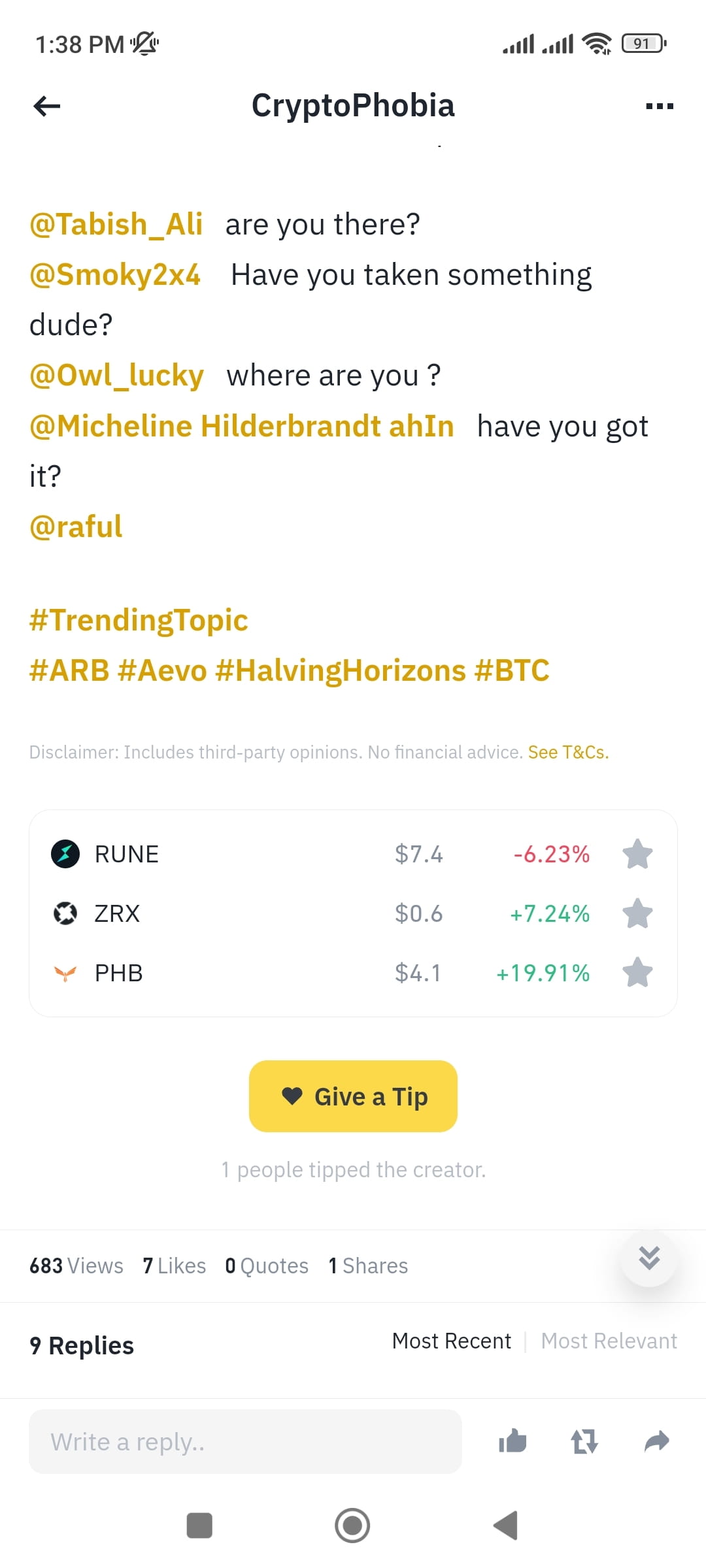 $WLD $PHB Only 1 Appreciation 🌚 from that person who has | CryptoPhobia ...