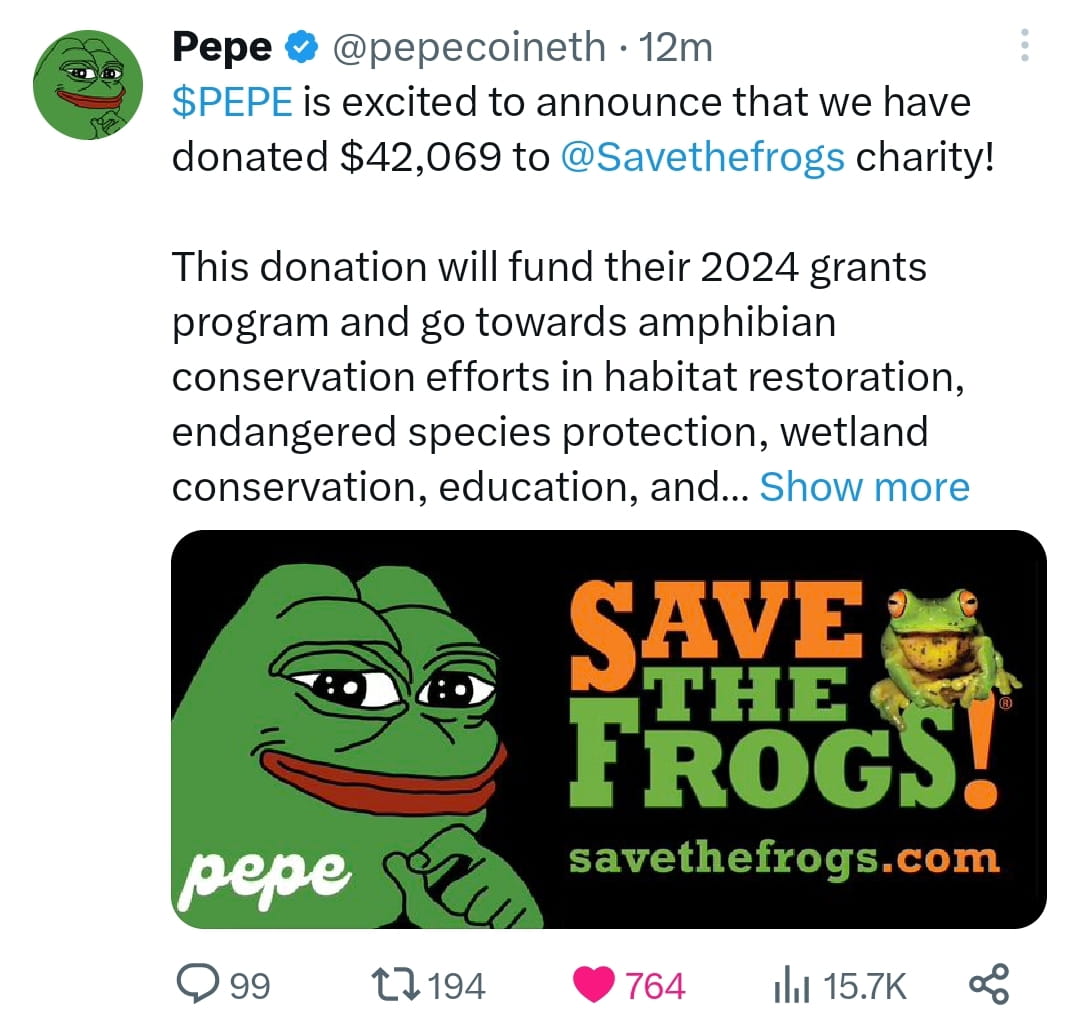 $PEPE latest pepe as done a great job to help he community t | SSR07 on ...