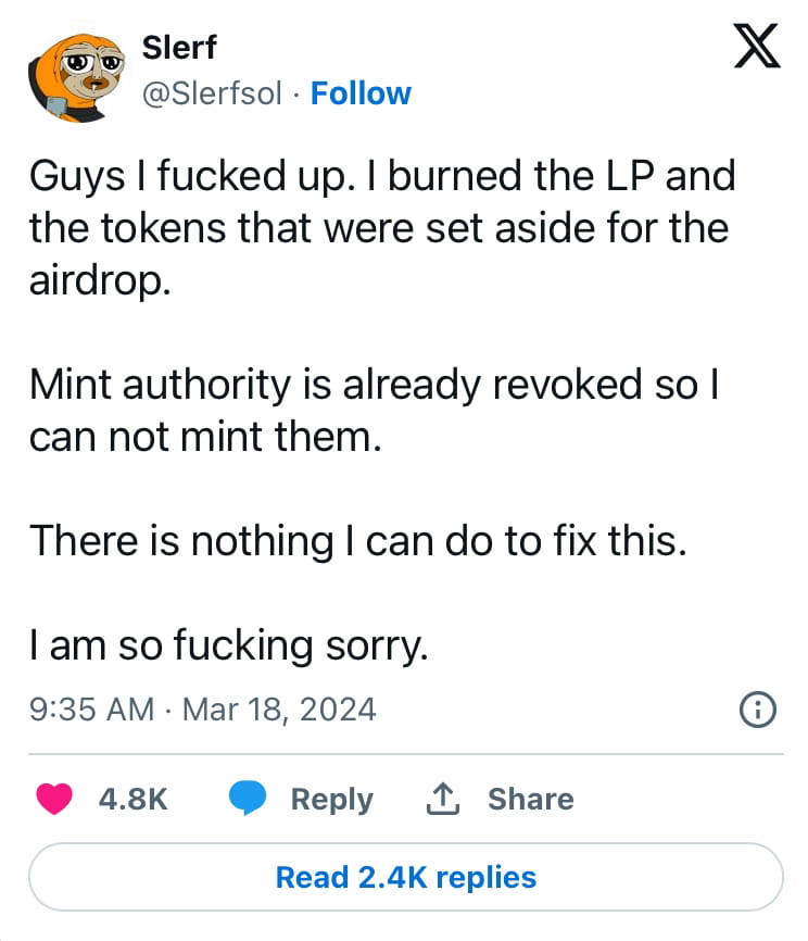 SLERF of Solana success story ️ Dear followers, while the m | DrMikeM ...