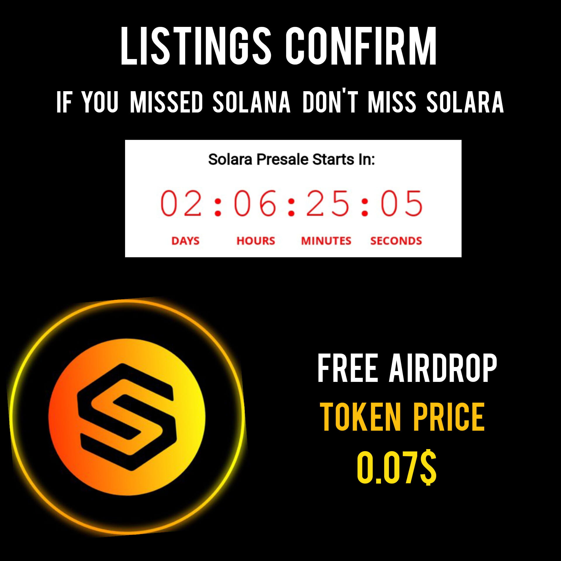 IF YOU MISSED SOLANA DON'T MISS SOLARA. A free token from s ...