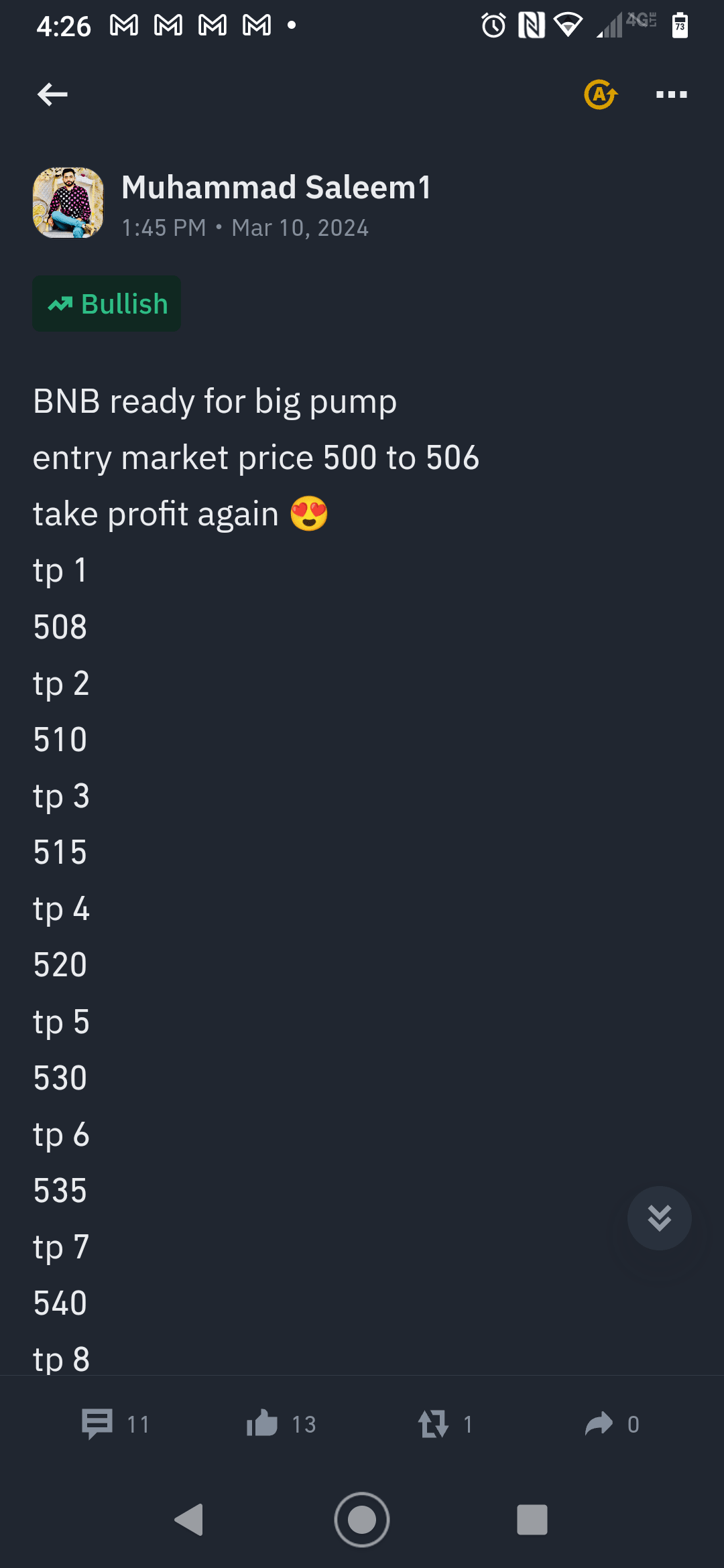 BNB big profit big analysis all target hit BNB 600 Level h | Muhammad Saleem1 on Binance Square