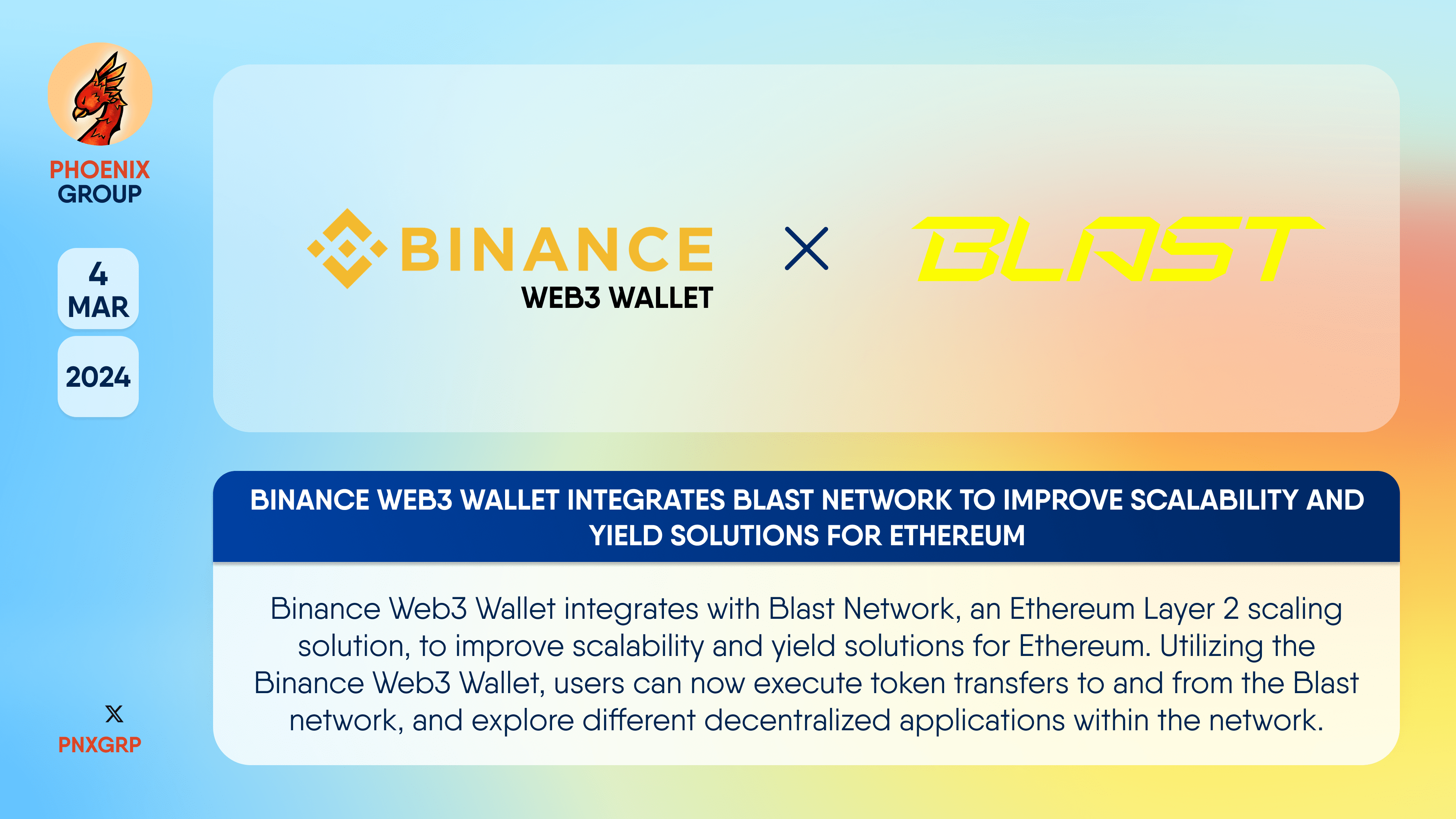 A Binance Web3 Wallet integra a Blast Network para melhorar | Phoenix Group no Binance Square