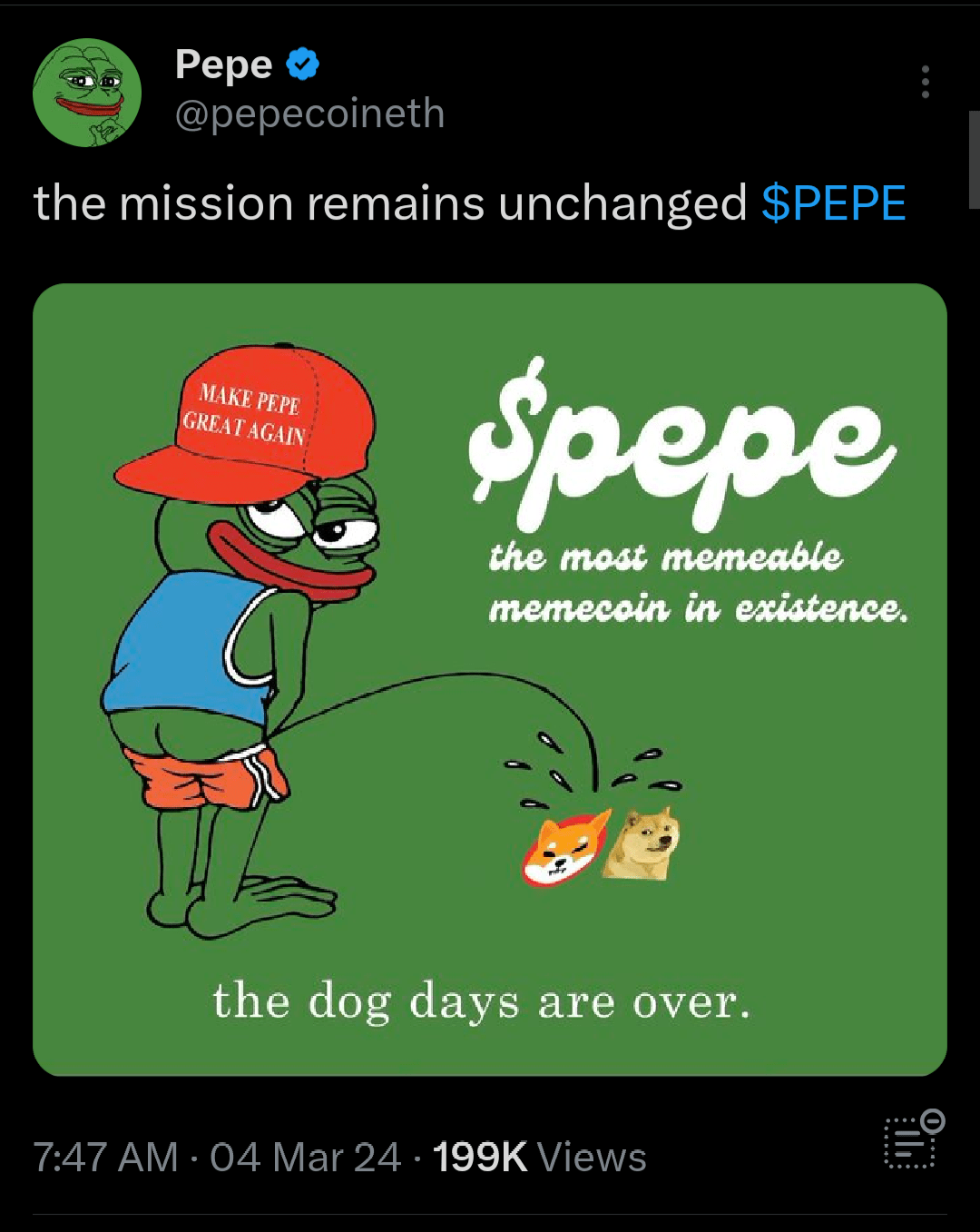 the mission remains unchanged $PEPE pepe directly Target sh | AlertX on ...