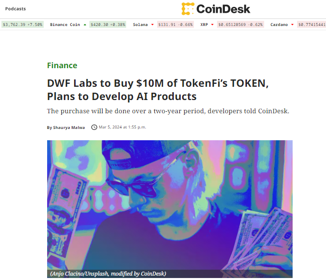 Market maker DWF Labs announced a $10 million investment in | Proekt_73 ...