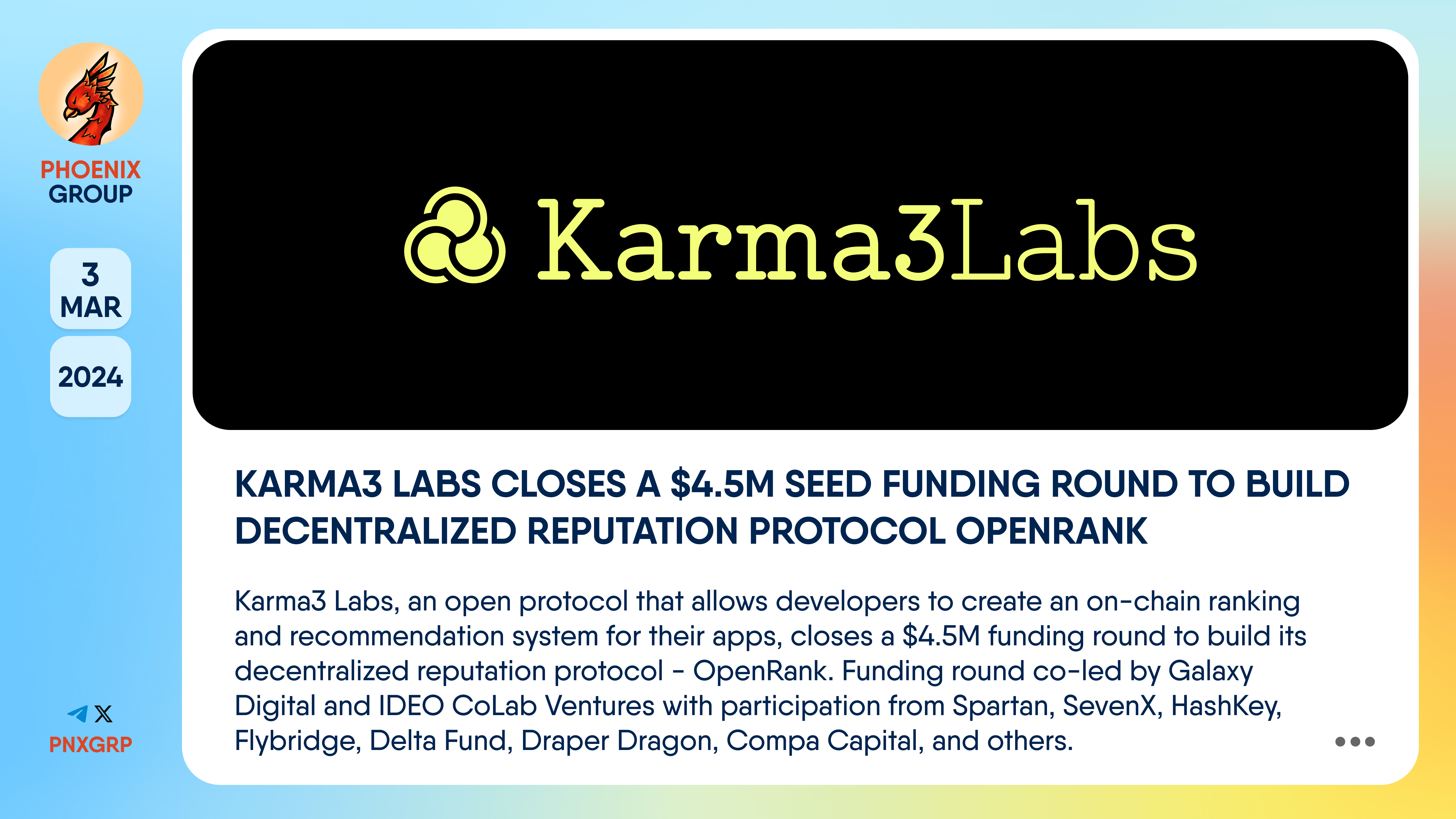 Karma3 Labs closes a $4.5M seed funding round to build decen | Phoenix Group on Binance Square