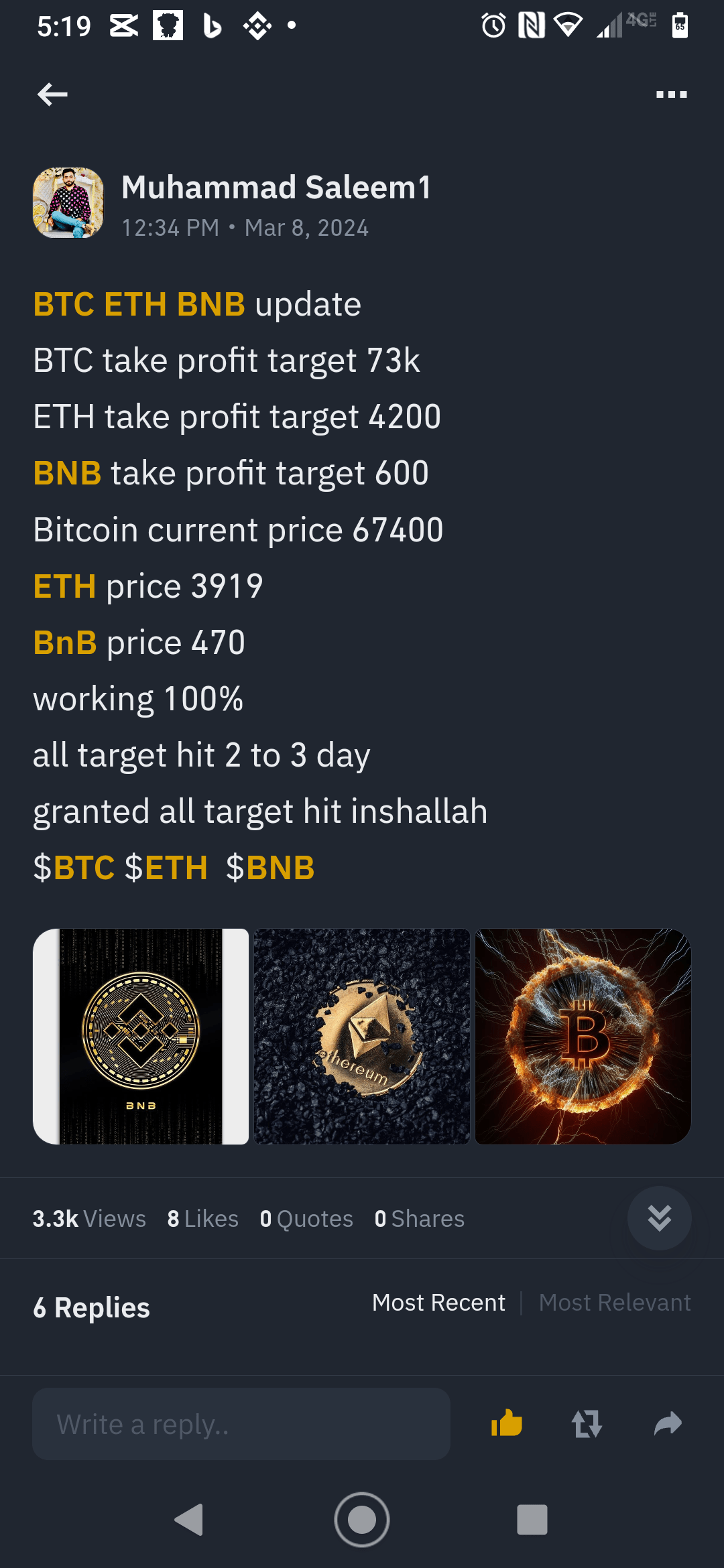 BTC all target done BNB all target done ETH all target don | Muhammad Saleem1 on Binance Square