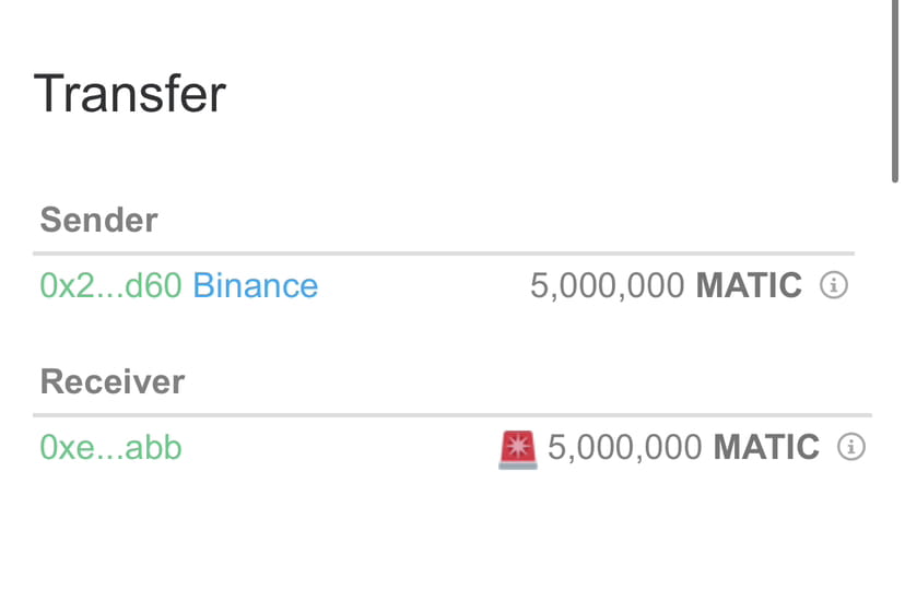 5,000,000 $MATIC (5,323,692 USD) transferred from Binance | X mucaN on Binance Square