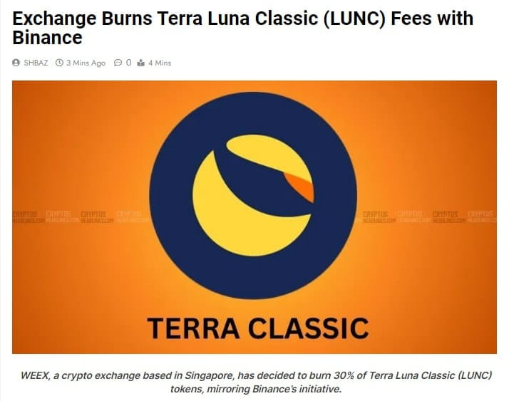 Exchange Burns Terra Luna Classic (LUNC) Fees with Binance. | Cht-Calls on Binance Square