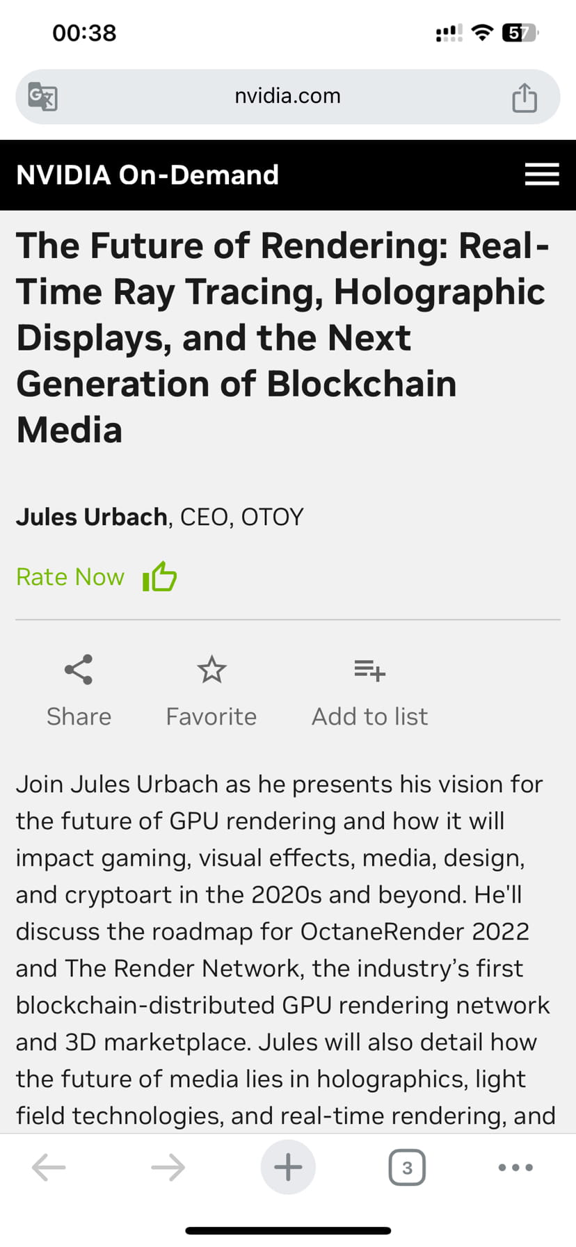 RNDR founder Jules Urbach was invited to give a speech at NV | 燕雲十八骑 on Binance Square