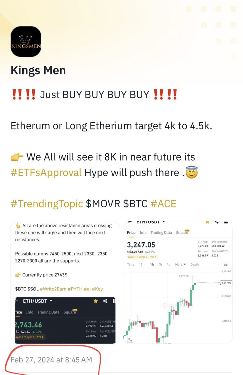 $ETH How many are in profits on this signal & Still open the | KINGS ...