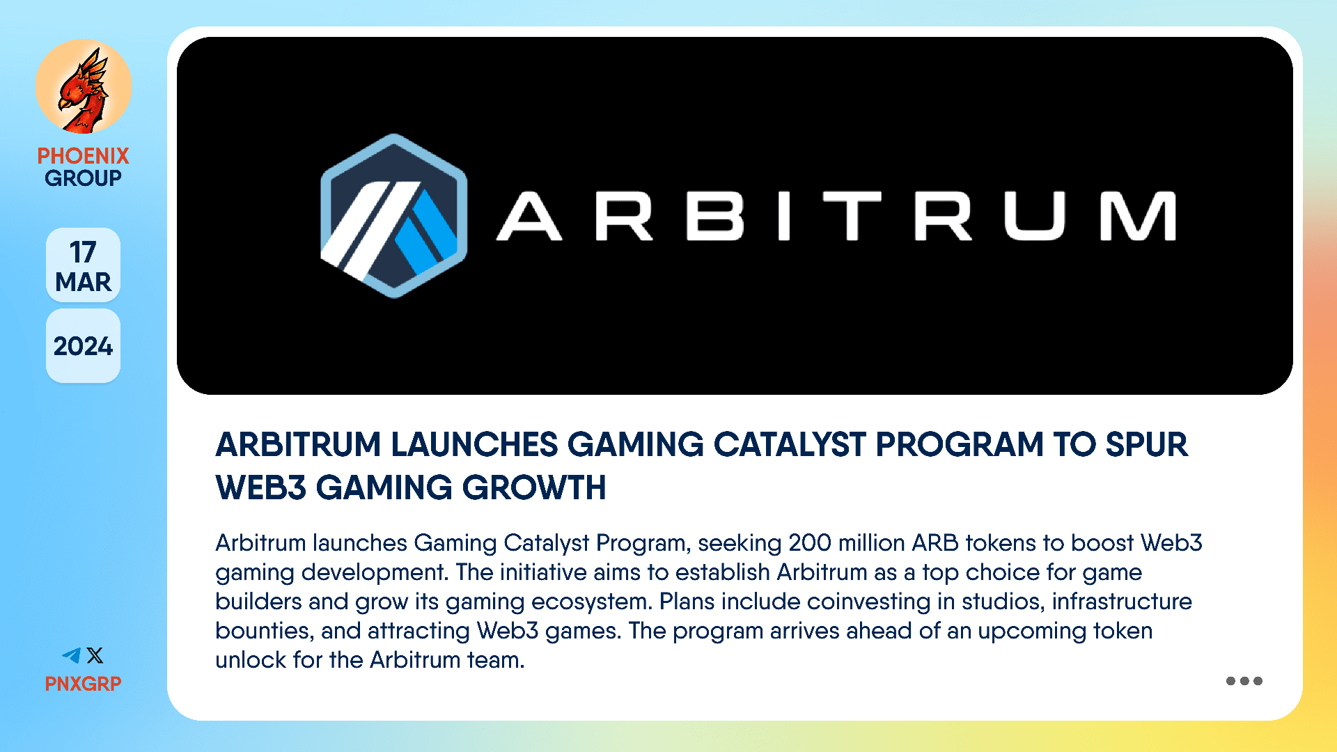 Arbitrum launches Gaming Catalyst Program to spur Web3 gamin | Phoenix Group on Binance Square