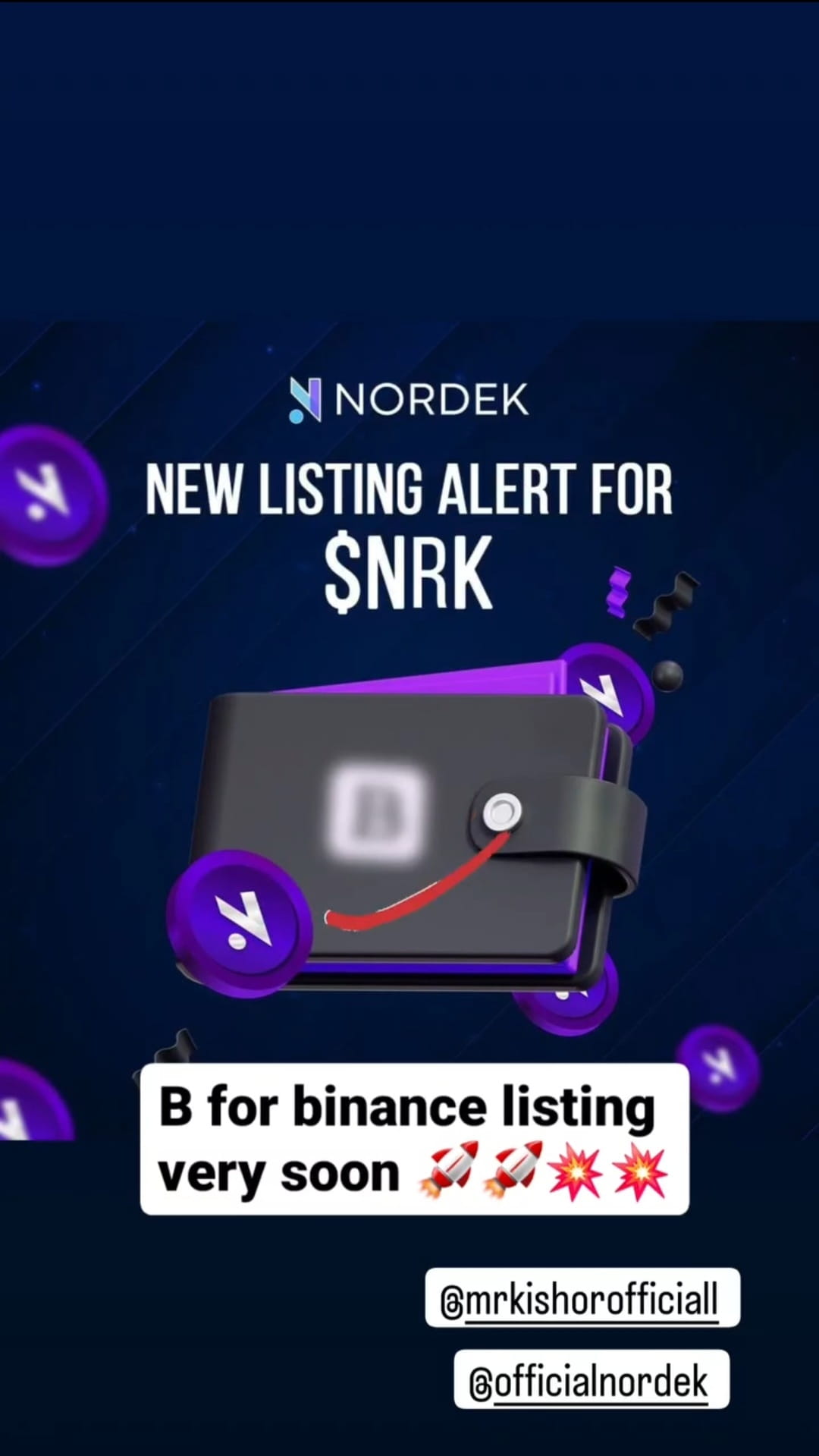 B for binance listing NRK Binance listing Alert ⚠️ 100x gr | Nordek ...