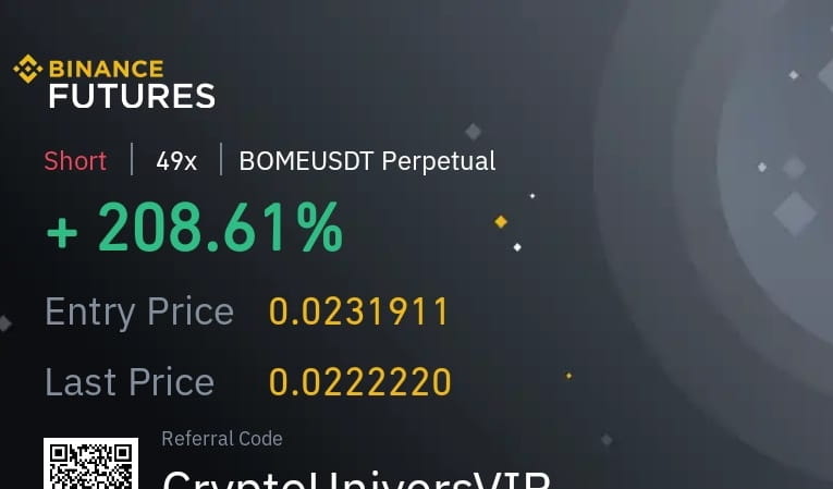 🚀 BOMEUSDT Update!🚀 🎉 Big congratulations to all VIP mem | Crypto Universe official on Binance ...