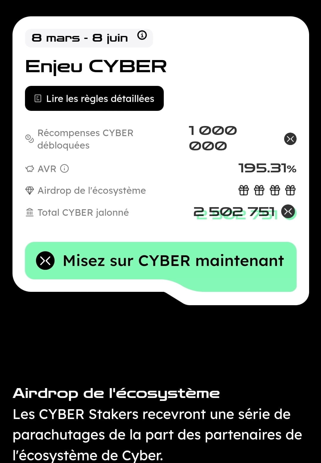 1000000 Cyber airdrop Round 2 of Cyber airdrop If you ar | 4trader on ...